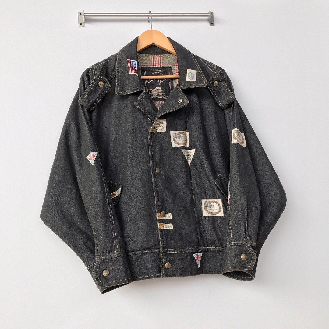 XL CANDY ANN Vintage Y2K Denim Patch Work Jacket Boxy Fit Oversize Ramones, Fesyen Pria, Pakaian ...