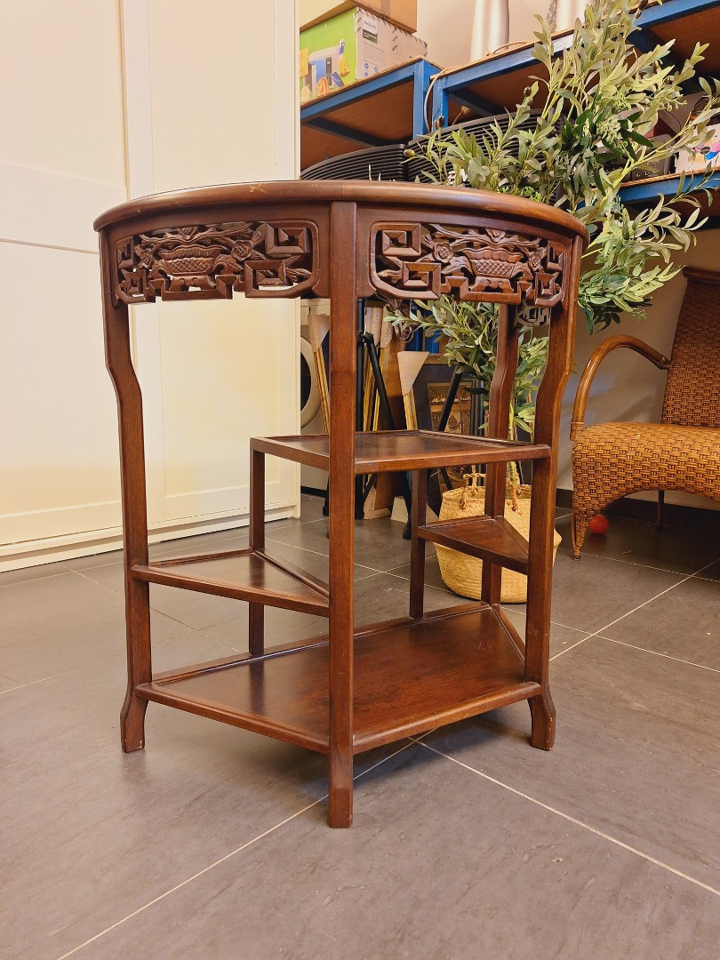 Antique Chinese Solid Rosewood & Marble Demilune Console Table | Meja Konsol Kayu Rosewood Padu ...