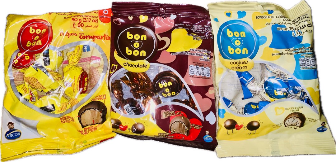 Arcor Bon o Bon Chocolate 75g Milk Chocolate Cookies & Cream Peanut ...