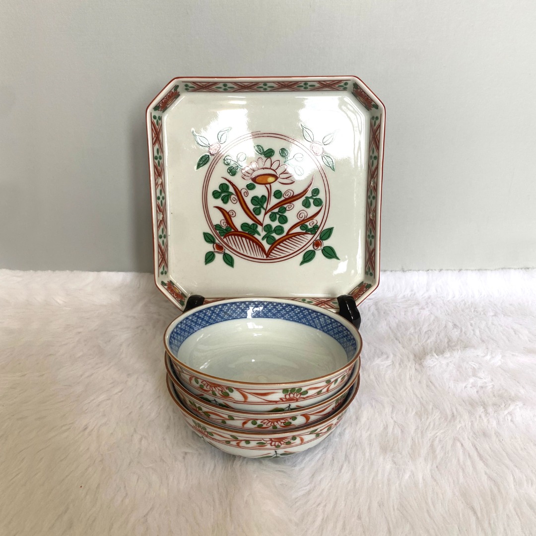 Arita Vintage Oriental Painted Bowls Plate Set, Furniture & Home Living ...