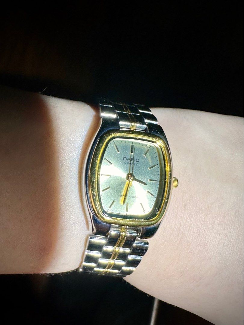 original CASIO square two tone gold silver stainless womens ladies ...