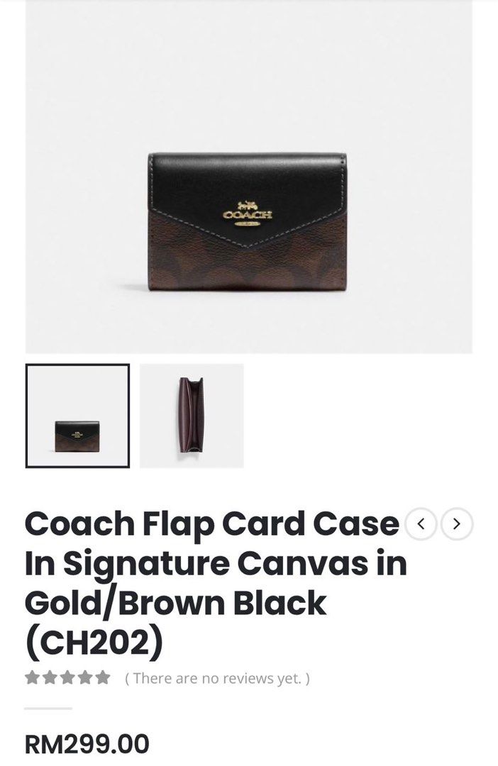Coach Flap Card Case in Signature Canvas in Brown Black, Women's ...