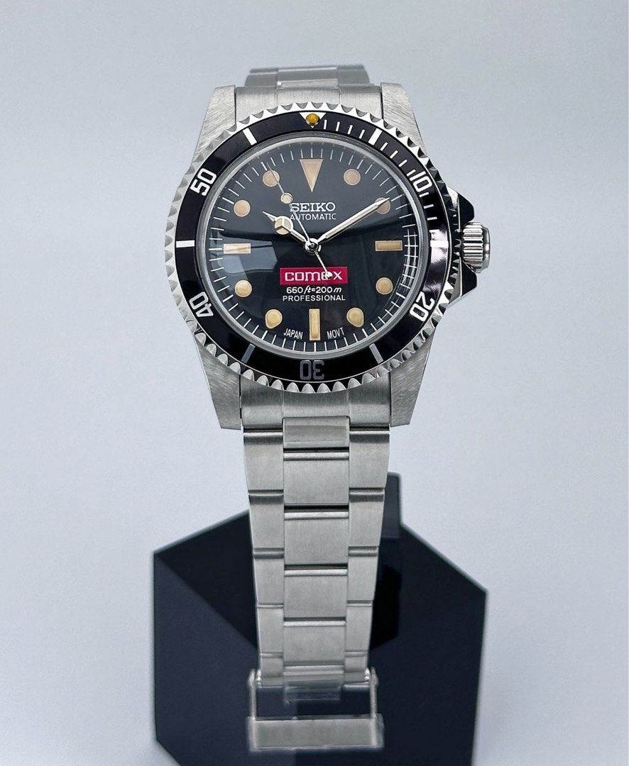 Custom Seiko Mod 39mm Vintage Comex Submariner on Bracelet Automatic ...