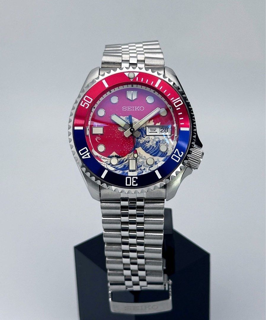 Custom Seiko Mod 42mm Pepsi Godzilla SKX Automatic Watch, Men's Fashion ...