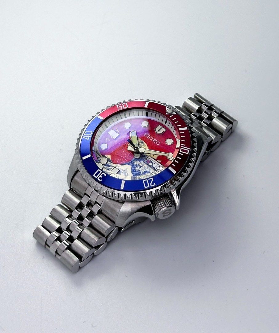Custom Seiko Mod 42mm Pepsi Godzilla SKX Automatic Watch, Men's Fashion ...