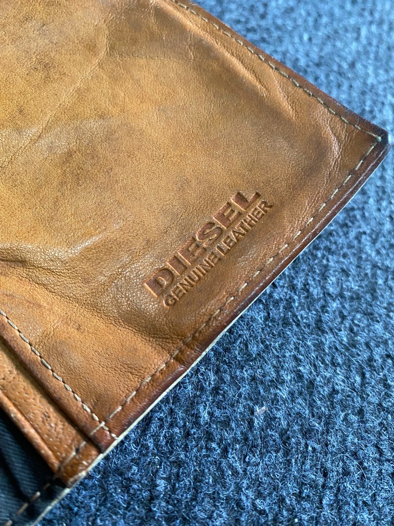 Diesel Bifold Genuine Leather Crocs Embossed Long Wallet, Men's Fashion ...