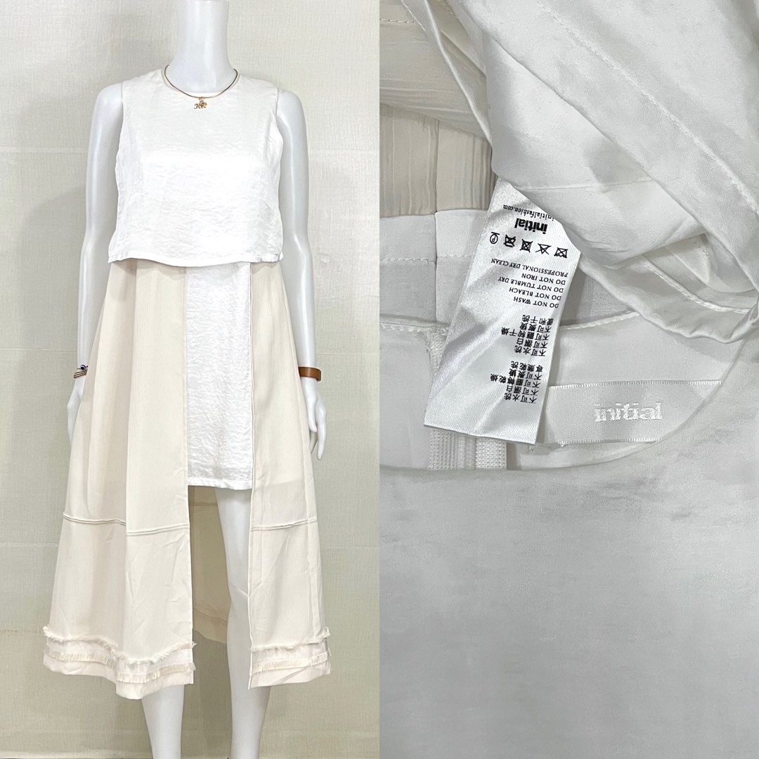 Initial Cream & White Combi Dress, Women's Fashion, Dresses & Sets ...