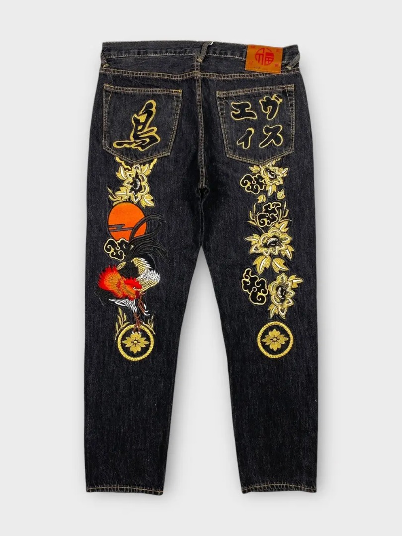 Japanese Embroidered Jeans, Men's Fashion, Bottoms, Jeans on Carousell