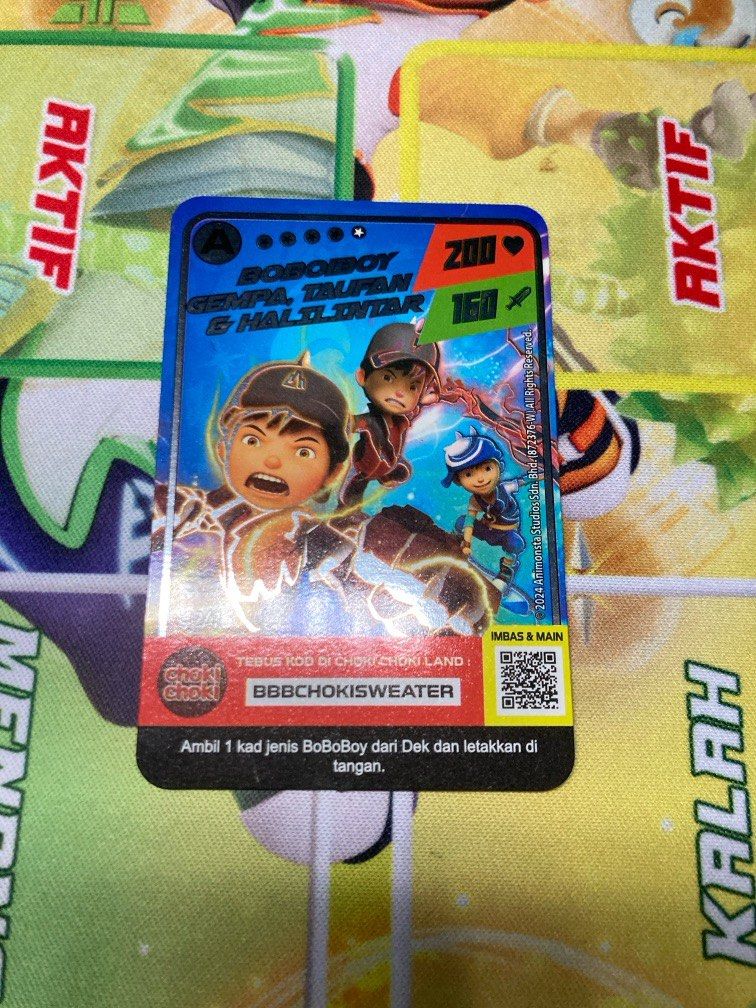 Kad Boboiboy choki choki Gred A, Hobbies & Toys, Toys & Games on Carousell