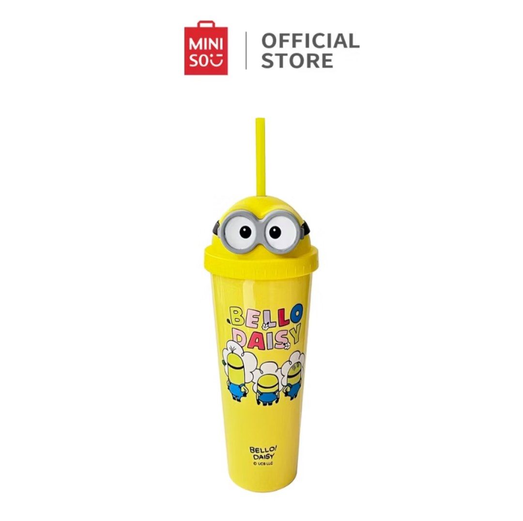 MINISO X DAISY MINIONS COLLECTION BOTOL PLASTIK DENGAN SEDOTAN GELAS ...