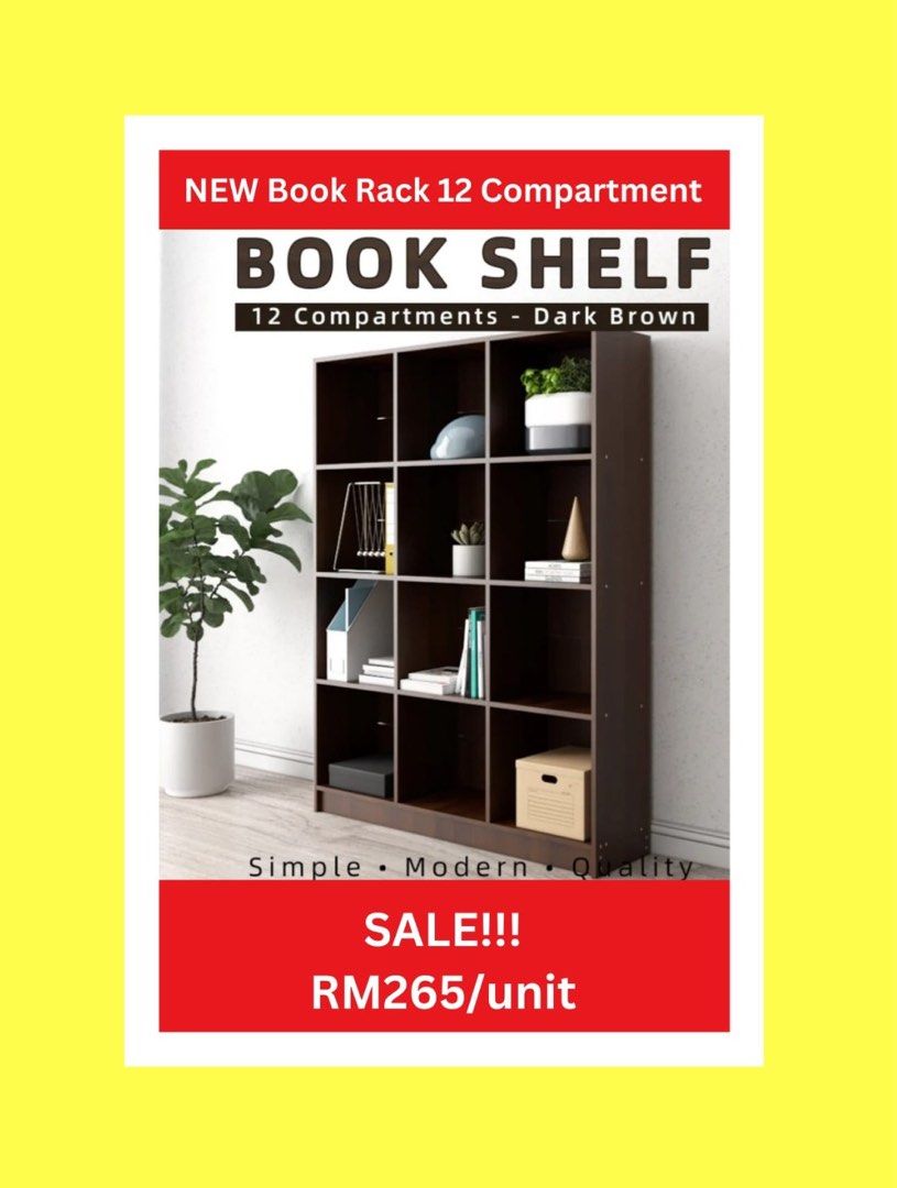 New Book Rack 12 Compartment, Furniture & Home Living, Furniture ...