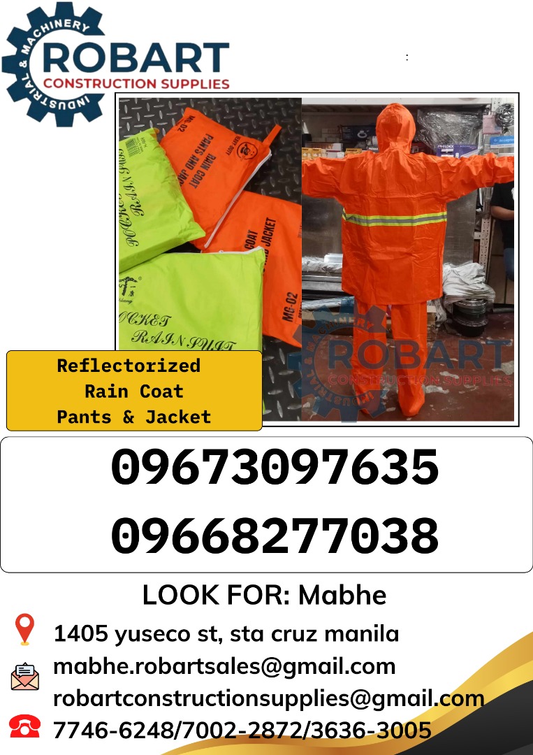 Reflectorized Rain Coat Pants & Jacket, Commercial & Industrial ...