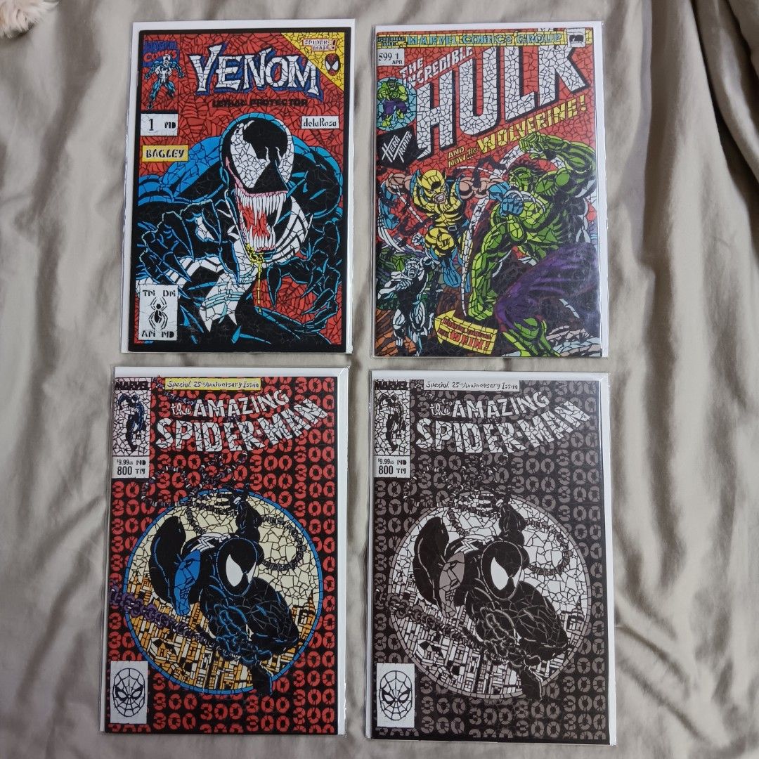 RM100 each. Shattered covers. Venom, Amazing Spider-Man #300, Hulk #181 ...
