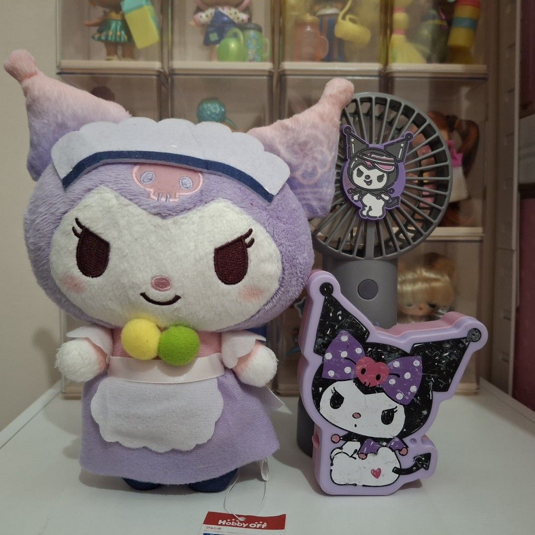 Sanrio Japanese Cafe Style Kuromi + Kuromi fan & Sticker Dispenser ...
