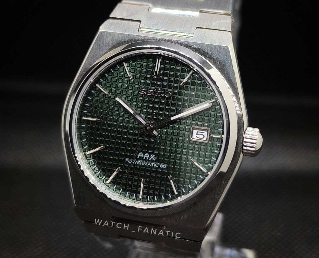 SEIKO [ PRX MOD SLIVER CASE & GREEN DIAL ] 40MM, JAPANESE NH35 MOVEMENT ...