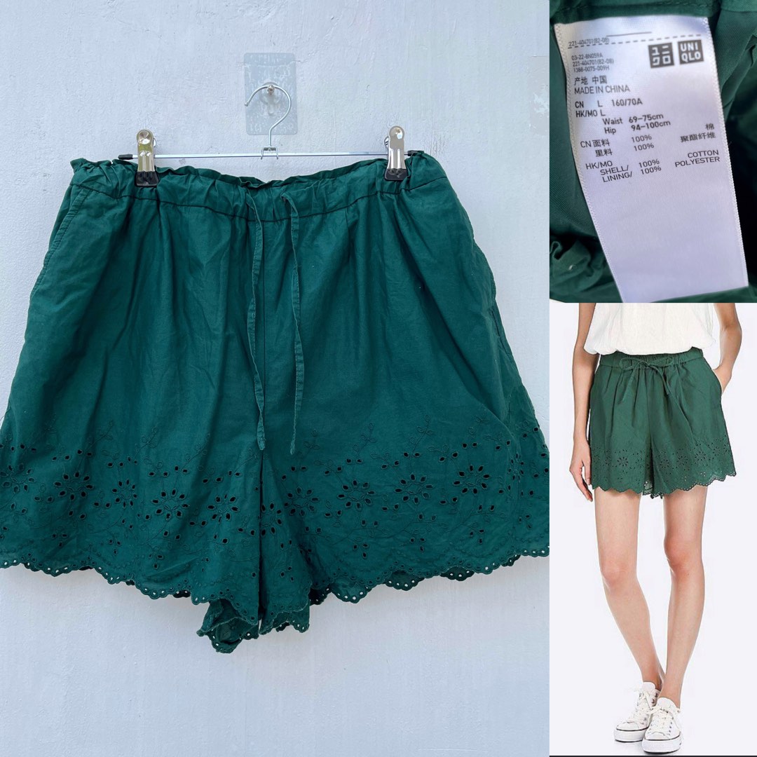 Uniqlo HW Eyelet Short, Women's Fashion, Activewear on Carousell