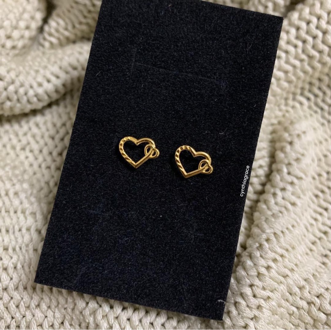 18K DE ROSCAS OPEN HEART EARRINGS, Women's Fashion, Jewelry ...