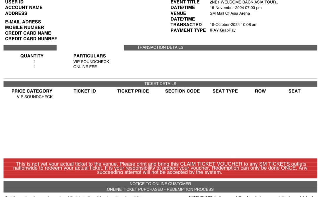 2ne1 3 VIP SOUNDCHECK with send off UBMC presale, FLOOR STANDING, UB ...