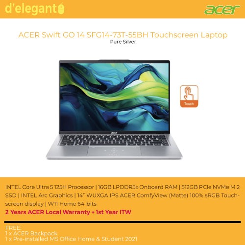 ACER Swift GO 14 SFG14-73T-55BH Touchscreen Laptop (Pure Silver ...
