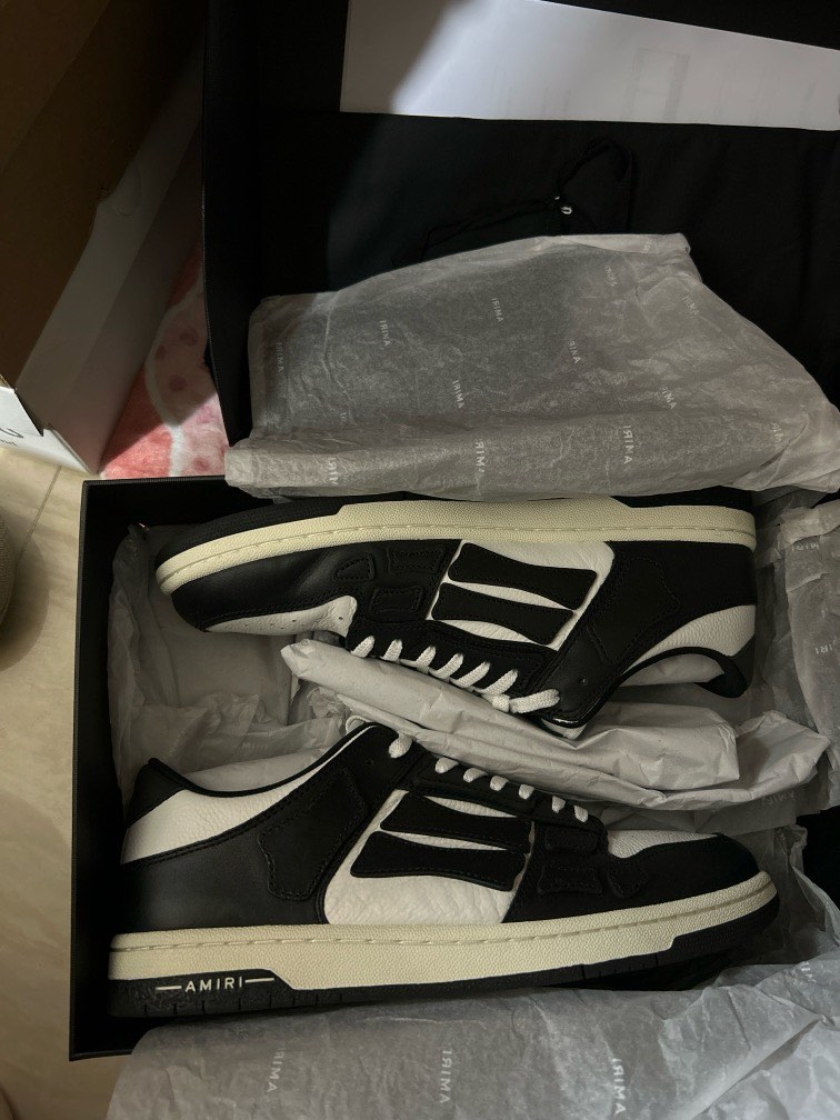 Amiri bone shoes sneakers dunk low 骨頭鞋 黑白 black white size 44, 名牌, 鞋及波鞋 ...