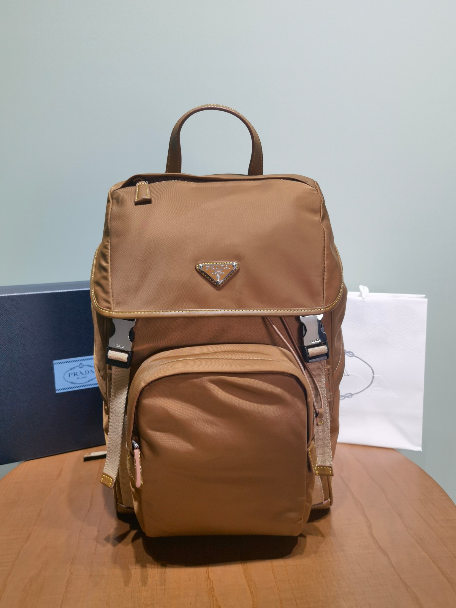 prada backpack men brown