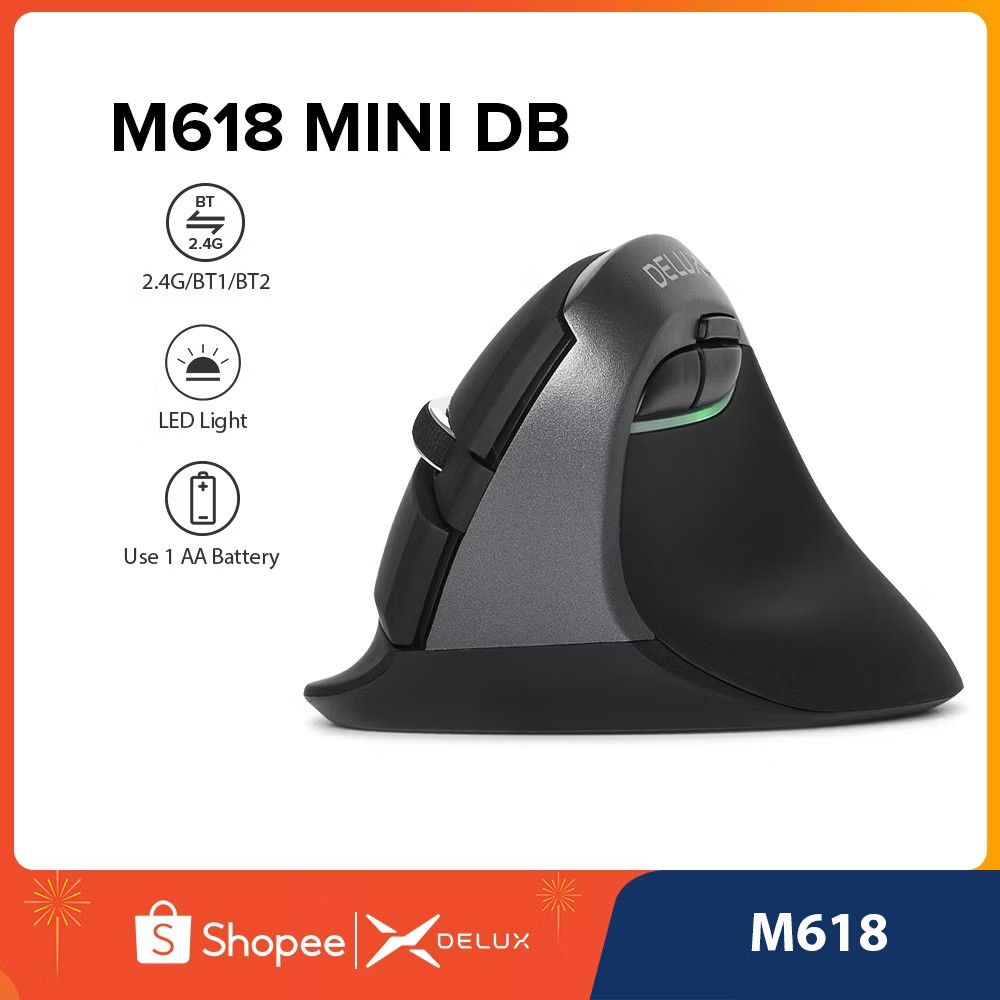 DELUX M618 Mini DB No RGB Silent Dual Wireless 2.4GHz Bluetooth ...