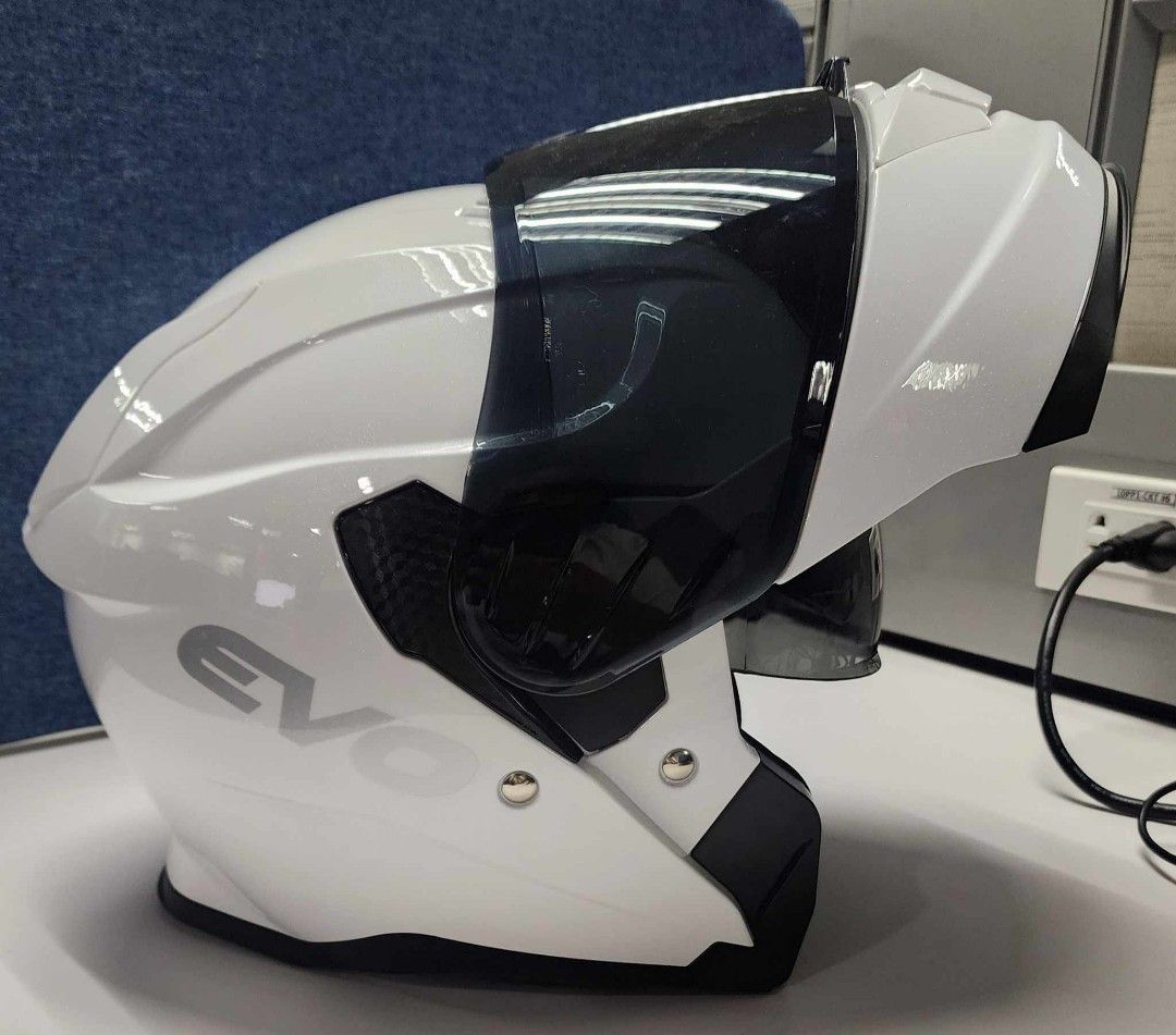 EVO Helmet VXR-5000 Pearl White Modular Dual Visor (Indium, Revo, and ...