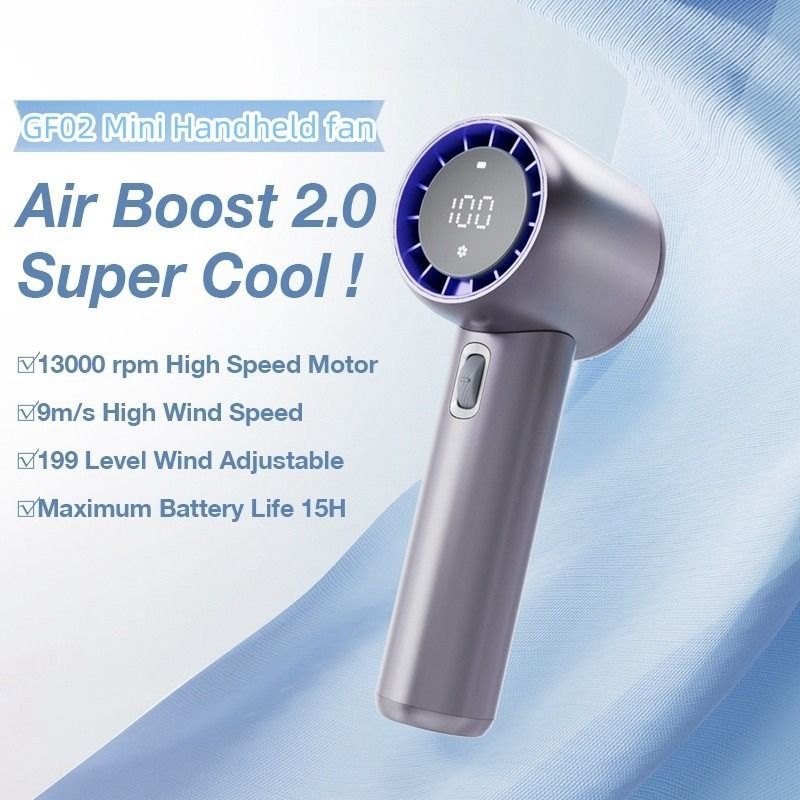 GF02 Handheld Fan 199 Level Strong Wind Portable Fan Rechargeable with ...