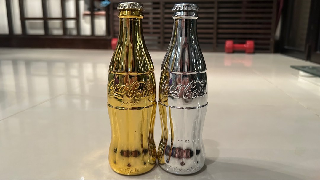Gold & Silver Coca-Cola Bottles, Food & Drinks, Beverages on Carousell