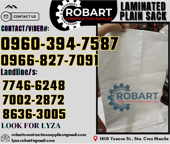 Laminated Plain Sack 25kg, Commercial & Industrial, Construction Tools ...