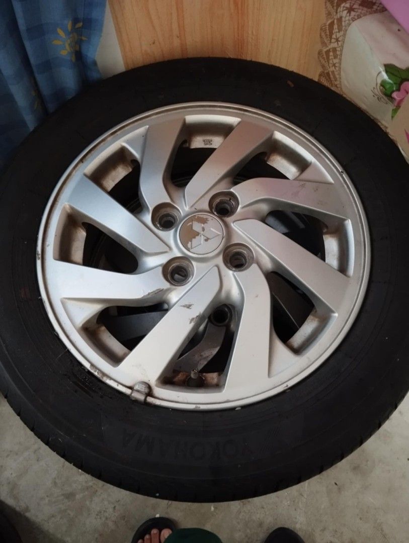 Mirage mags with tires, Car Parts & Accessories, Mags and Tires on ...
