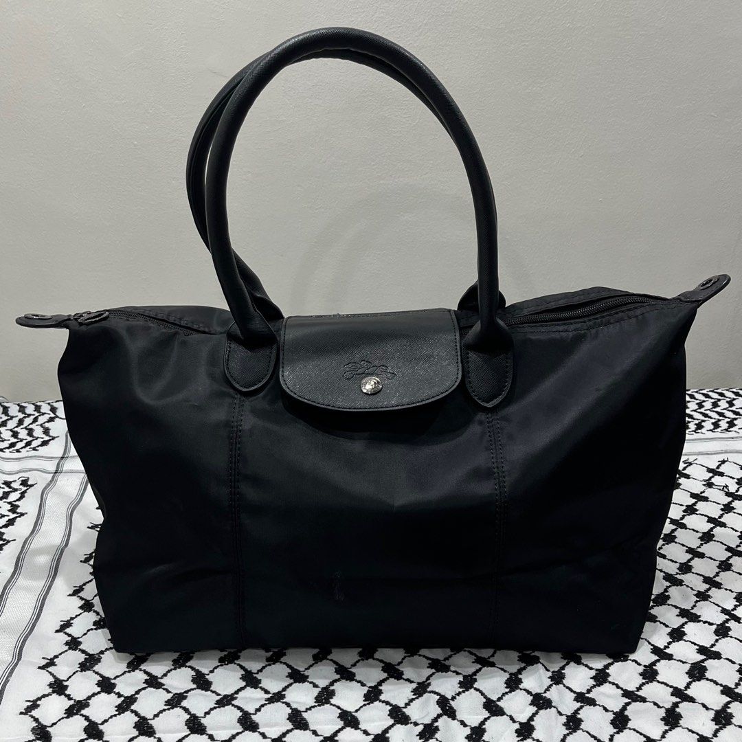 NWT LONG CHAMP Le Pliage Type M Medium Short Handle Travel Tote Black ...