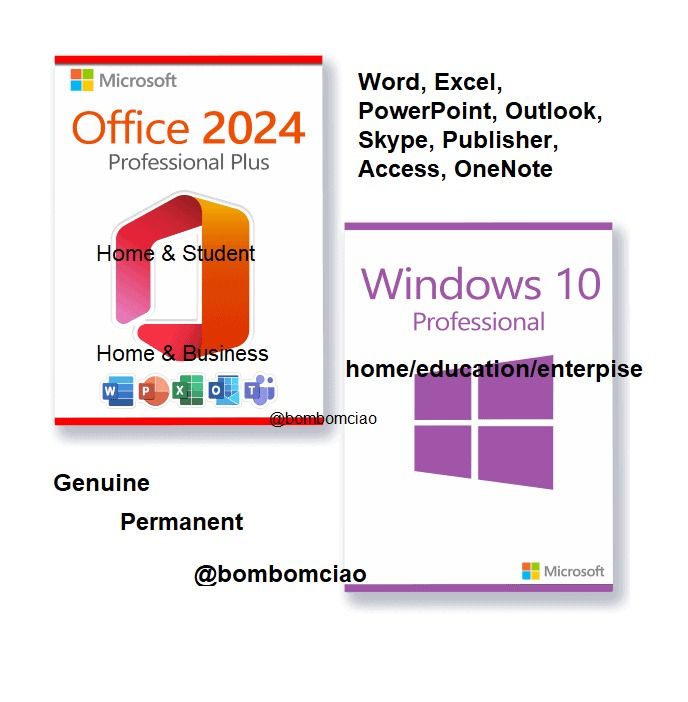 Office 2024 Word, excel, powerpoint, outlook, skype, publisher, access windows mac tablet phone ...