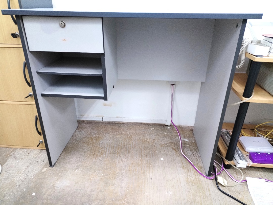 OFFICE TABLE / STUDY TABLE (3 feet) with 1 DRAWER & 2 OPEN SHELF ...