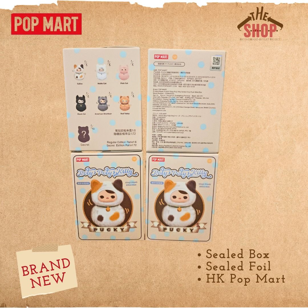 POP MART PUCKY Roly Poly Kitty Series Vinyl Plush Toy 1 Pc Blind Box ...