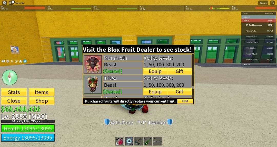 Roblox Account / Blox Fruit MAX LVL WITH 8 PERM FRUIT / GHOUL AND MINK ...