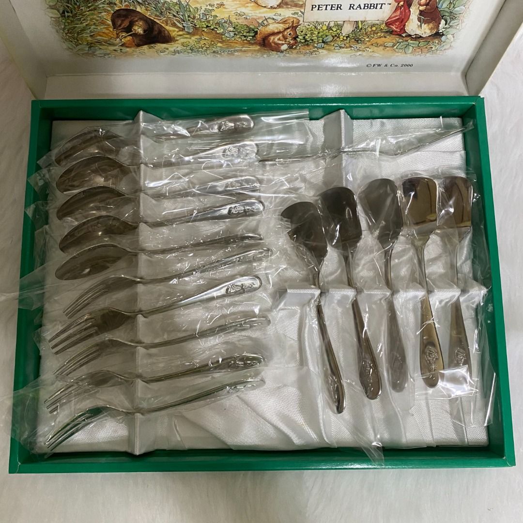 The World Of Peter Rabbit Silver Tone Stainless Steel Teaspoon Fork Set ...