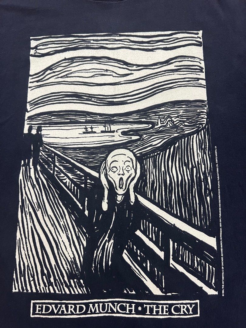 Vintage 1994 SCREAM Painting by Edvard Munch 90s Shirt, Men's Fashion ...