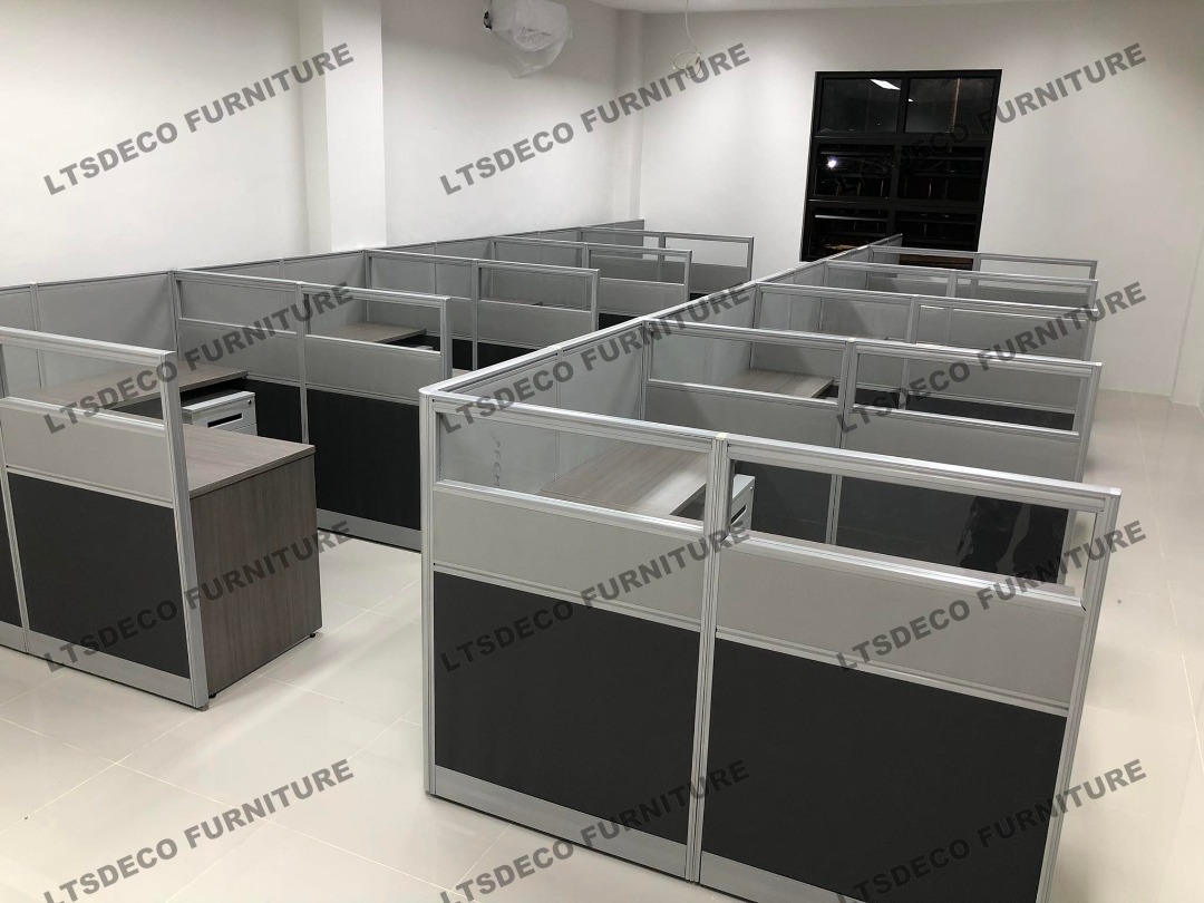 workstation with glass cubicle tables office partition / furniture ...