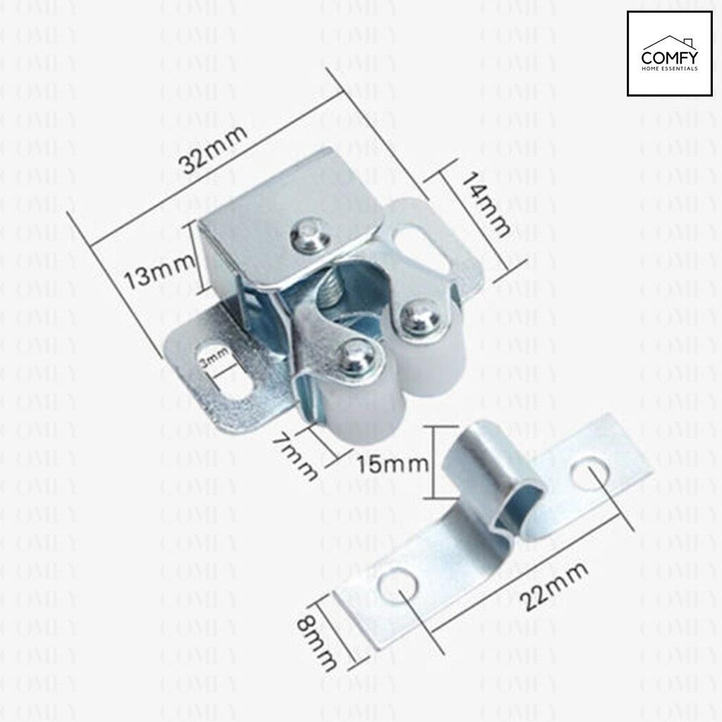 (1PC) Cabinet Double Roller Catch Catches Door Spring Catcher Drawer ...