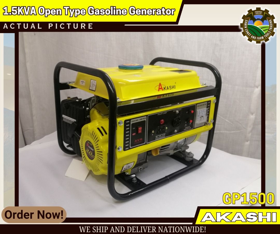 AKASHI 1.5kva 1500w Gasoline Generator Set 4 Stroke Open Type Air ...