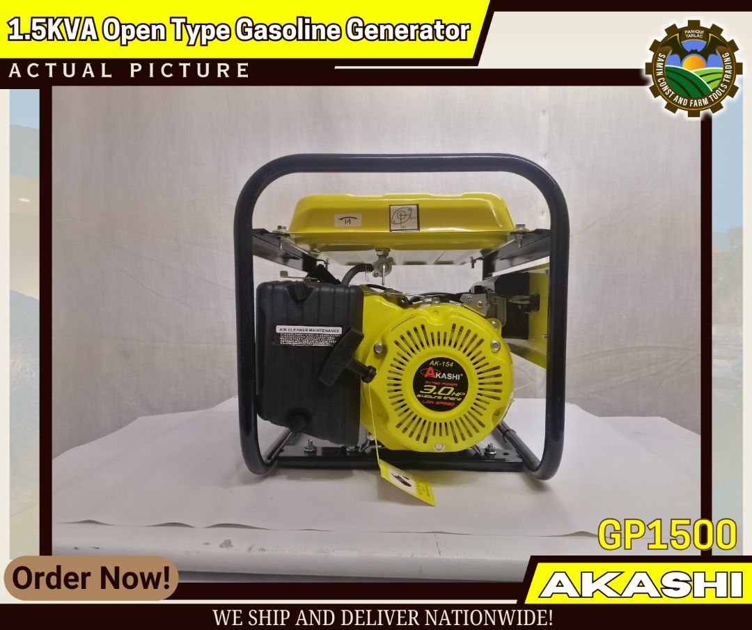 AKASHI 1.5kva 1500w Gasoline Generator Set 4 Stroke Open Type Air ...