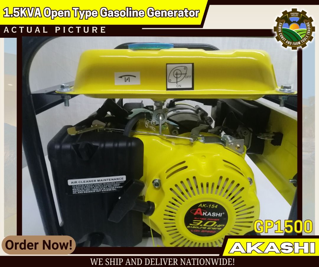 AKASHI 1.5kva 1500w Gasoline Generator Set 4 Stroke Open Type Air ...