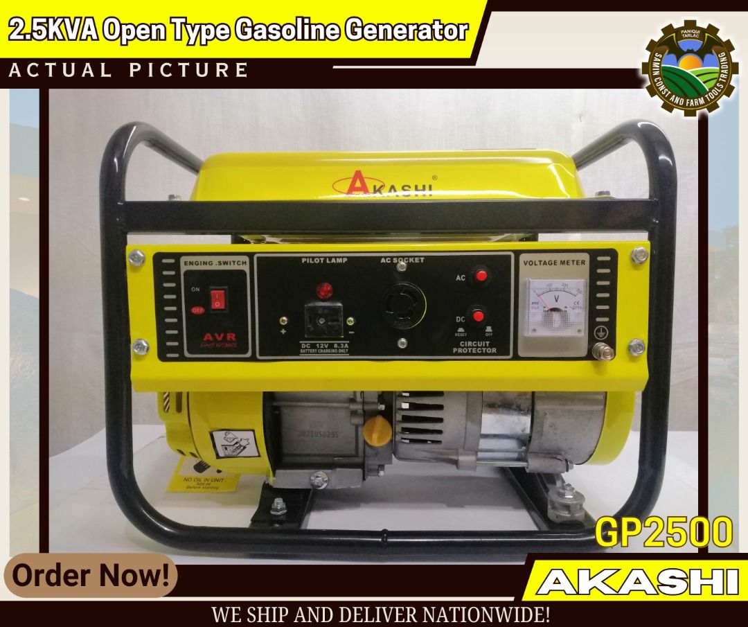 AKASHI 1.5kva 1500w Gasoline Generator Set 4 Stroke Open Type Air ...