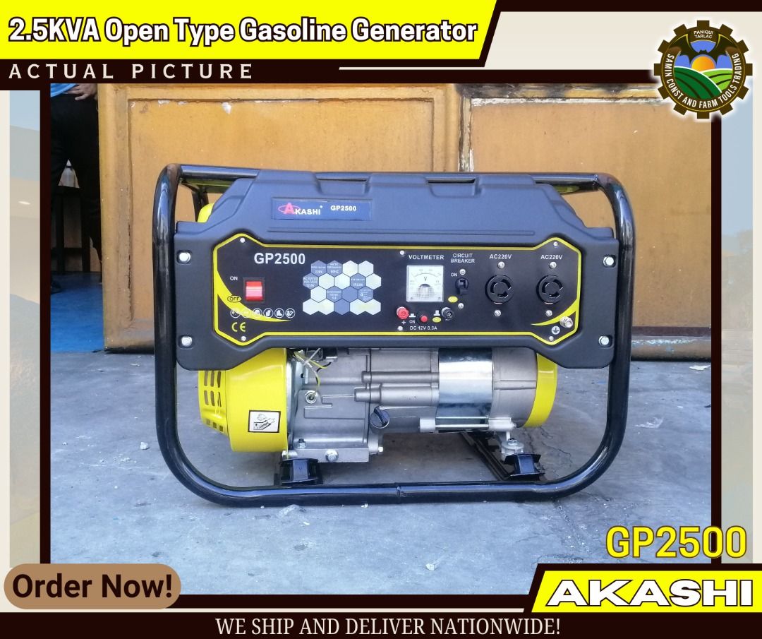 AKASHI 2.5kva 2500w Gasoline Generator Set 4 Stroke Open Type Air ...