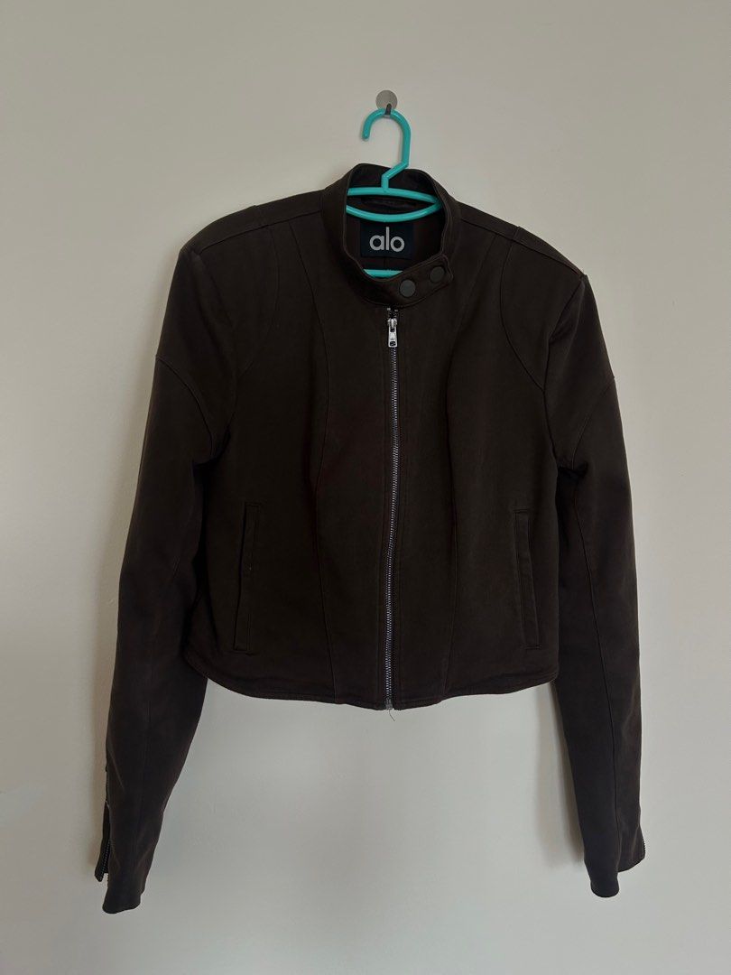 Alo Cropped Full Throttle Moto Jacket, Women's Fashion, Coats, Jackets ...