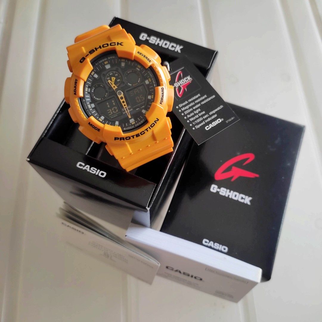 CASIO G-Shock GA-100A-9ADR (BUMBLEBEE ) analog-digital gshock ga-100 ...
