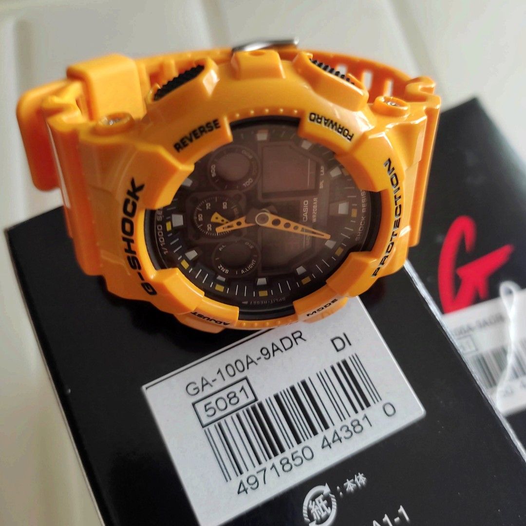 CASIO G-Shock GA-100A-9ADR (BUMBLEBEE ) analog-digital gshock ga-100 ...