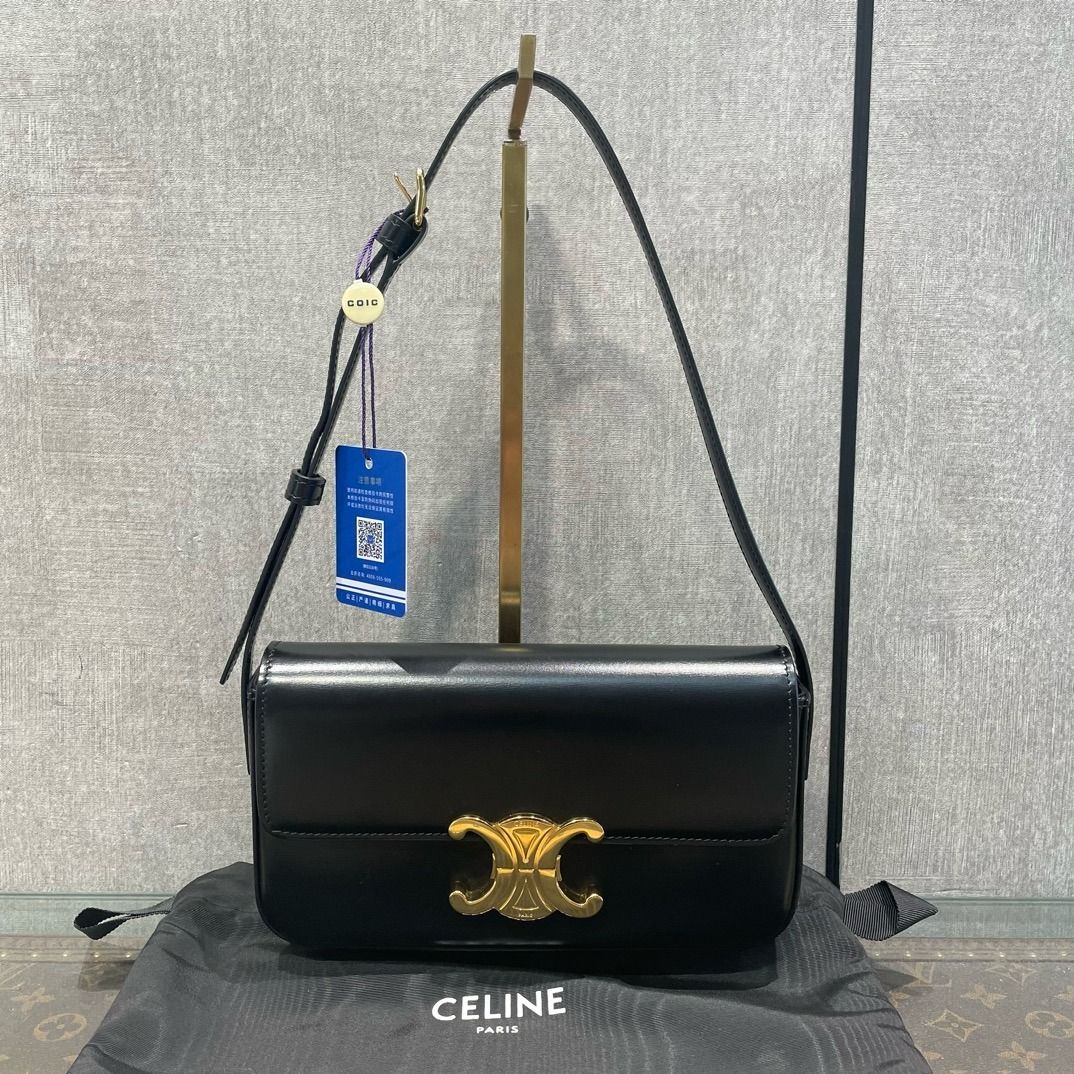 Celine Triomphe Shoulder Bag in Black, Luxury, Bags & Wallets on Carousell