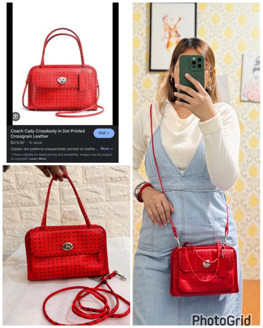 Coach Cady Red Polka Two Way Bag, Luxury, Bags & Wallets on Carousell